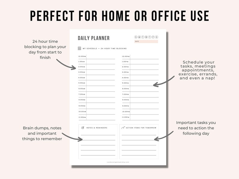 24 Hour Daily Planner Printable | Daily Schedule - 24 Hour Time ...