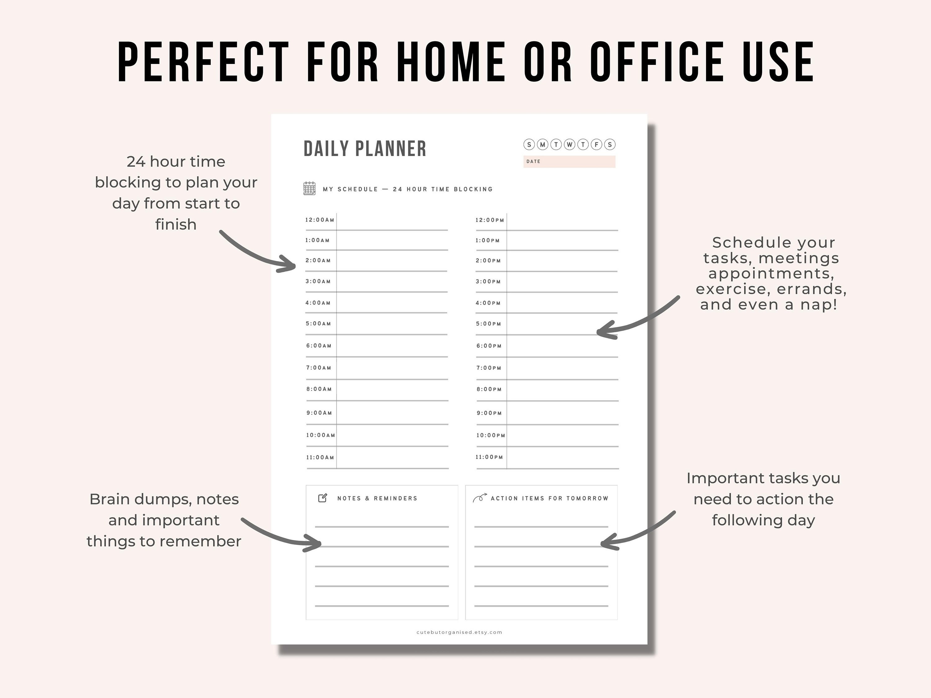 24 Hour Daily Planner Printable | Daily Schedule - 24 Hour Time ...