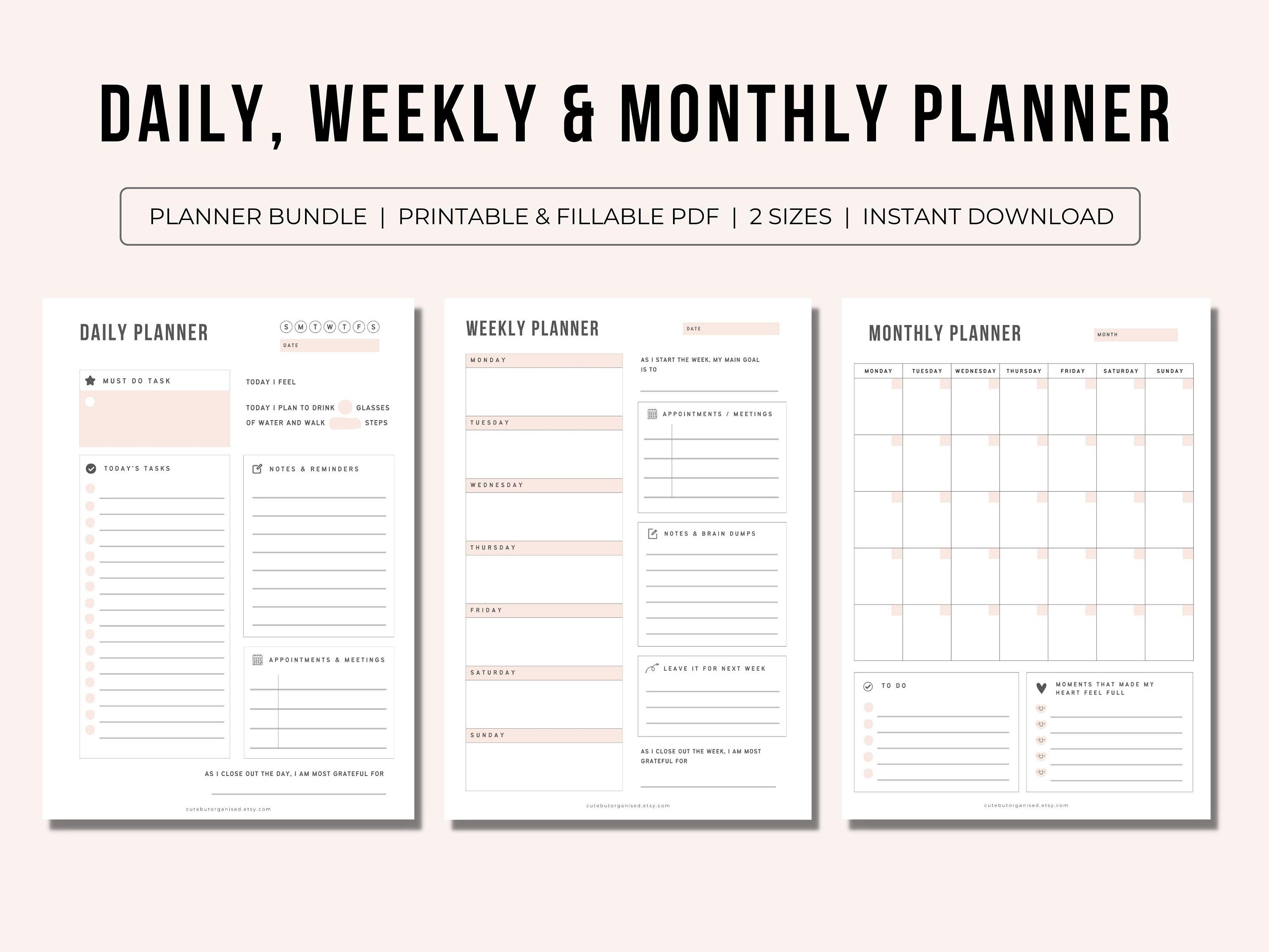 Ultimate Planner Bundle Includes Daily Planner, Weekly Planner ...