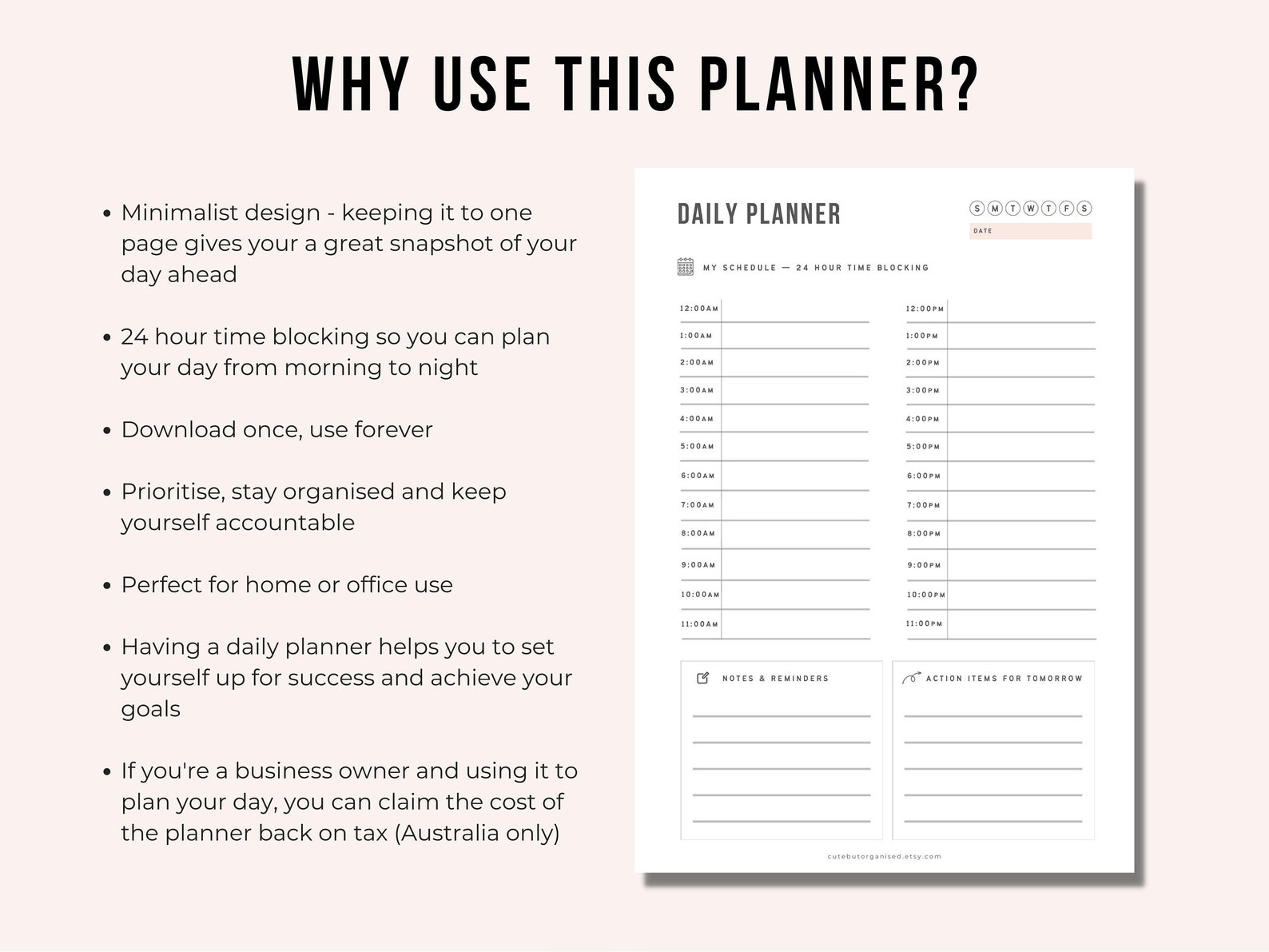 24 Hour Daily Planner Printable | Daily Schedule - 24 Hour Time ...