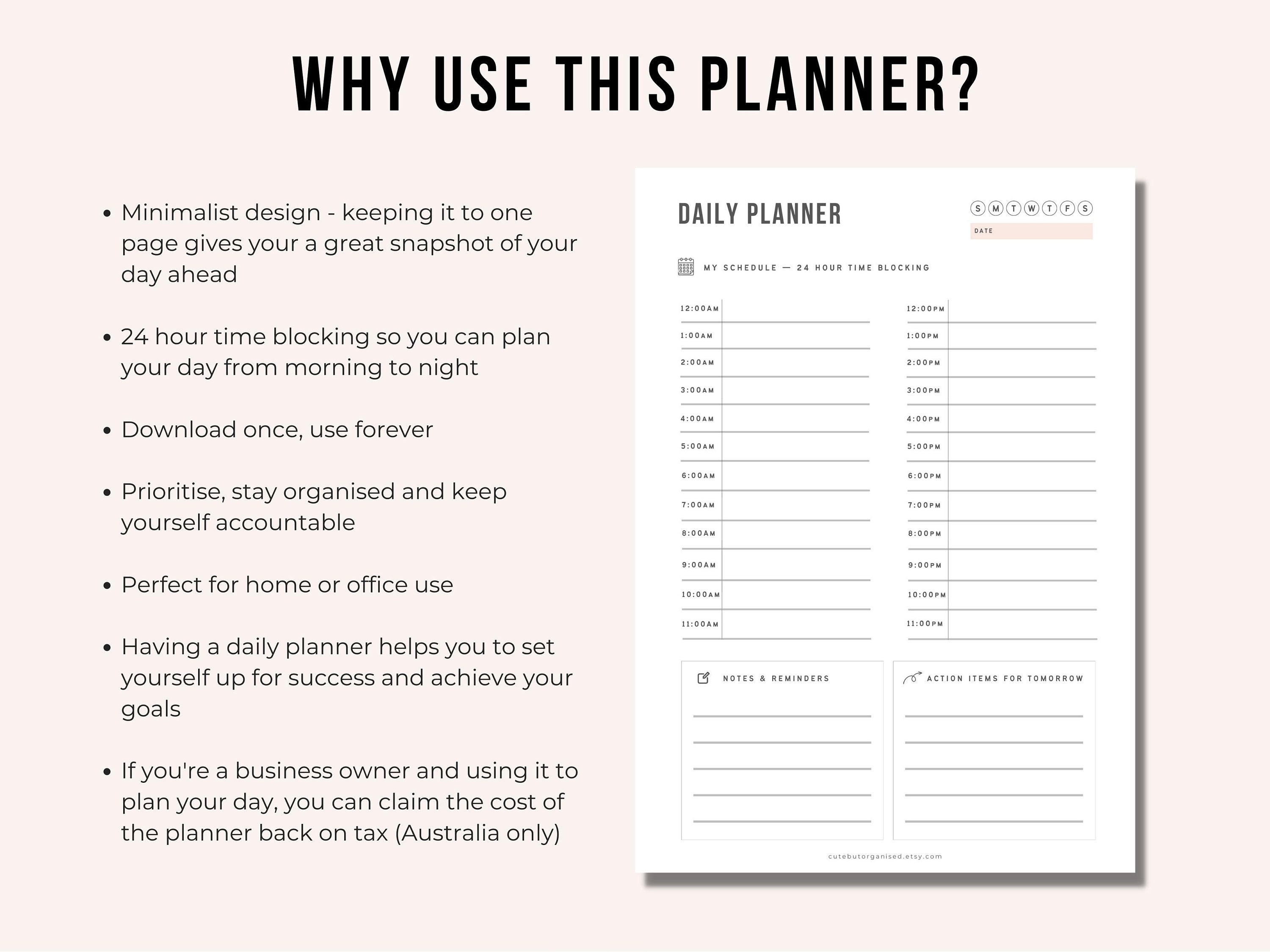24 Hour Daily Planner Printable | Daily Schedule - 24 Hour Time ...