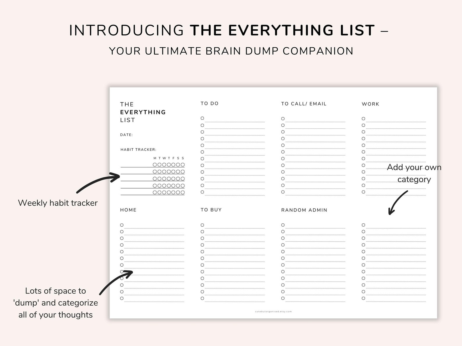 The Everything List — Your Ultimate Brain Dump Companion | Printable ...