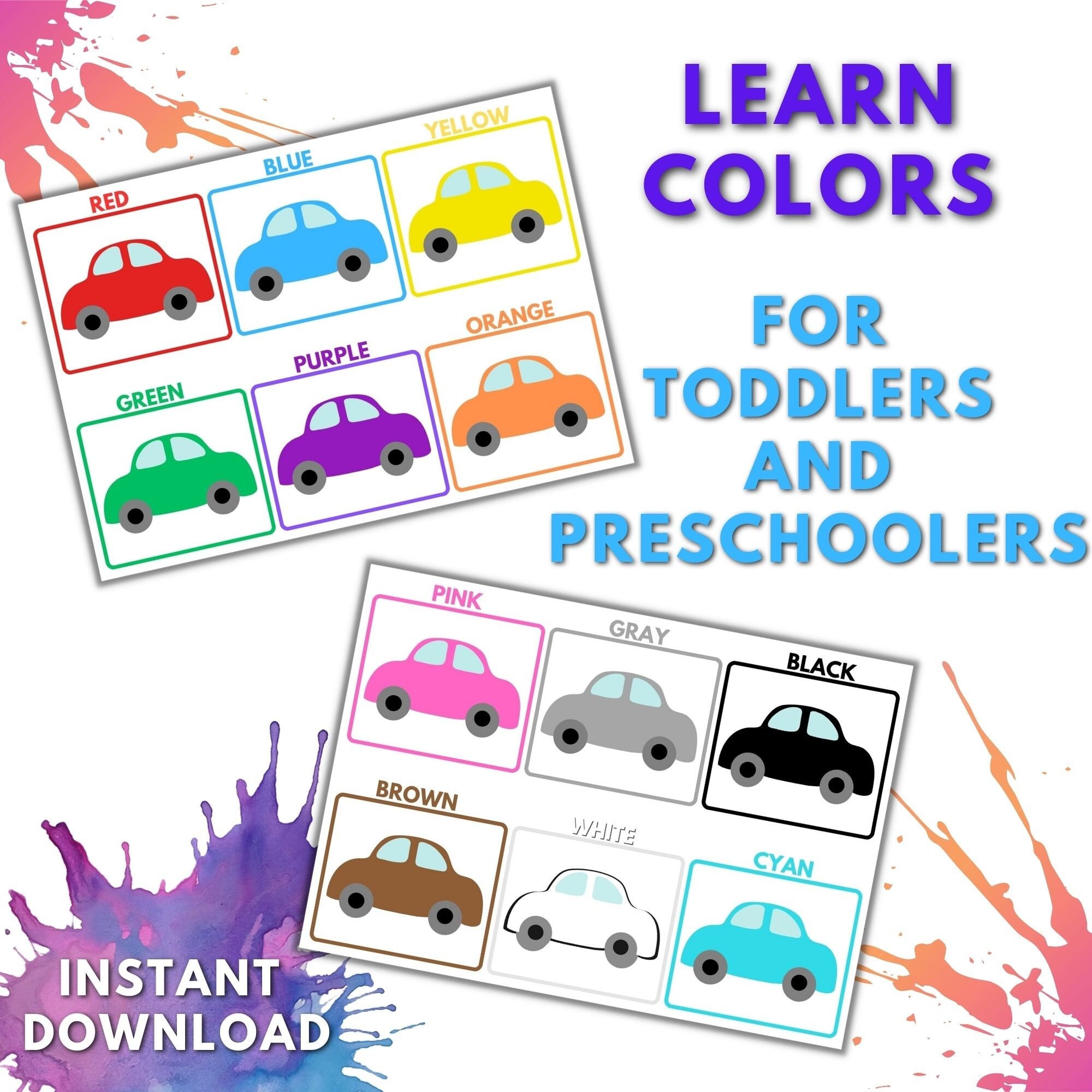 English Color Chart Learning Resources for Toddlers and - Etsy Australia