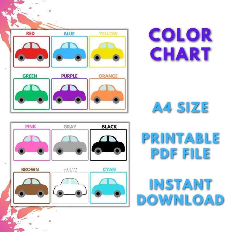 English Color Chart Learning Resources for Toddlers and - Etsy Australia
