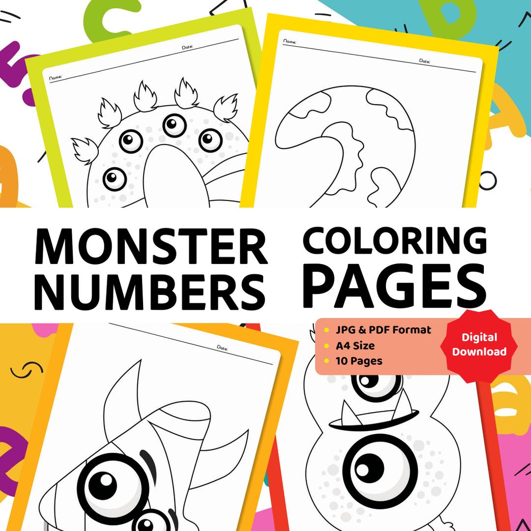 Printable Monster Numbers Coloring Pages Worksheets for Kids ...