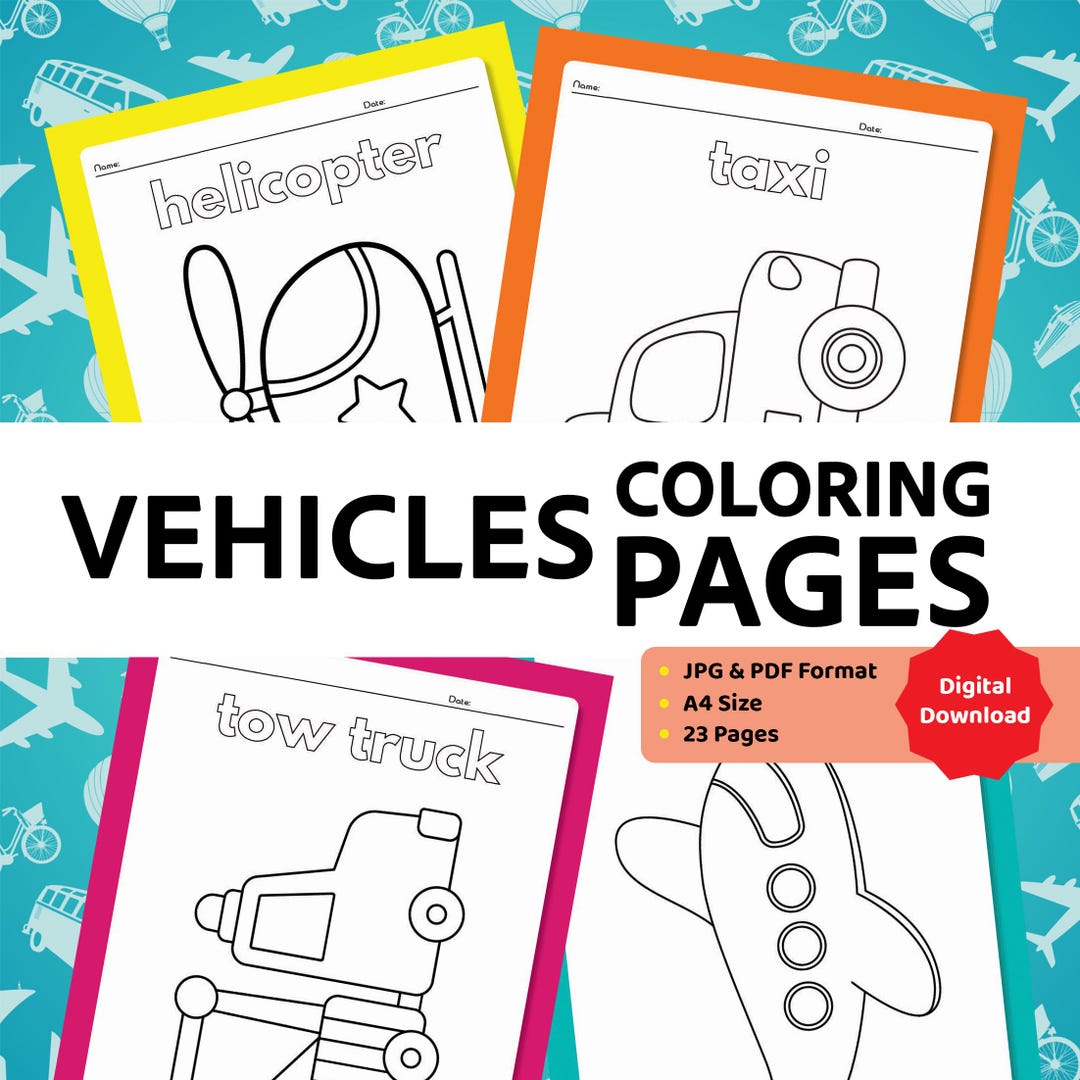 Vehicles Coloring Pages for Preschool | Printable Cars, Trucks ...