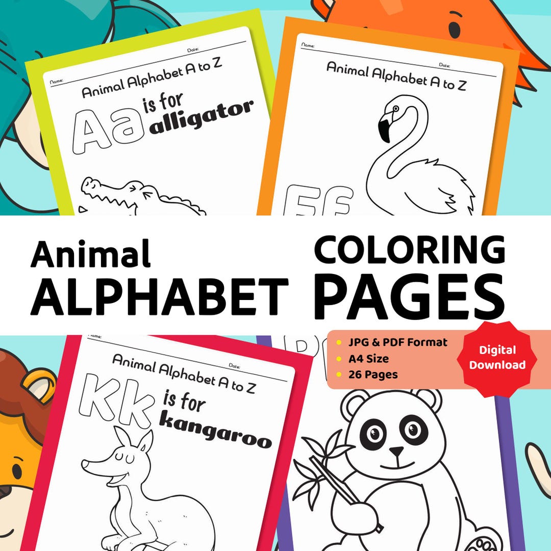 Printable Animal Alphabet Coloring Pages Worksheets for Kids ...