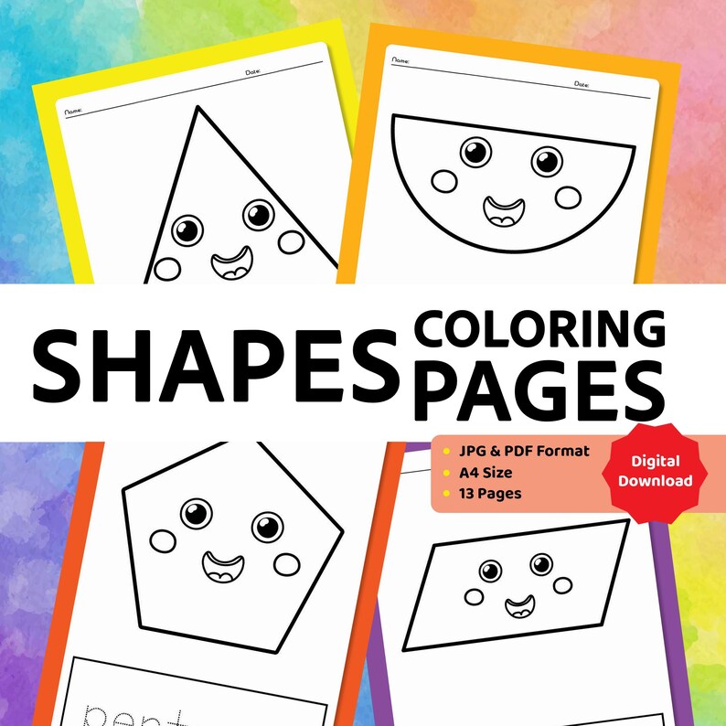 Shapes Coloring Pages Worksheets for Kids, Preschoolers, Shapes ...