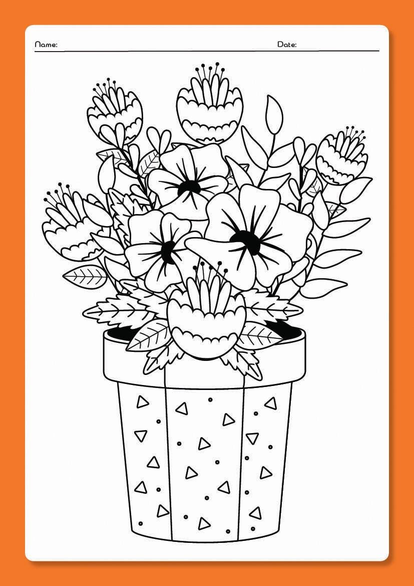 Printable Flowers Coloring Pages Worksheets for Kids, Preschoolers ...