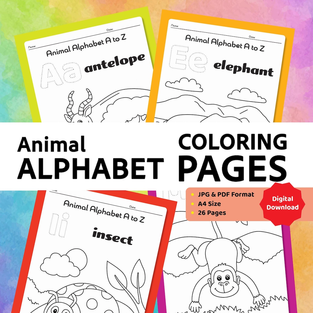 Printable Animal Alphabet Coloring Pages Worksheets for Kids ...