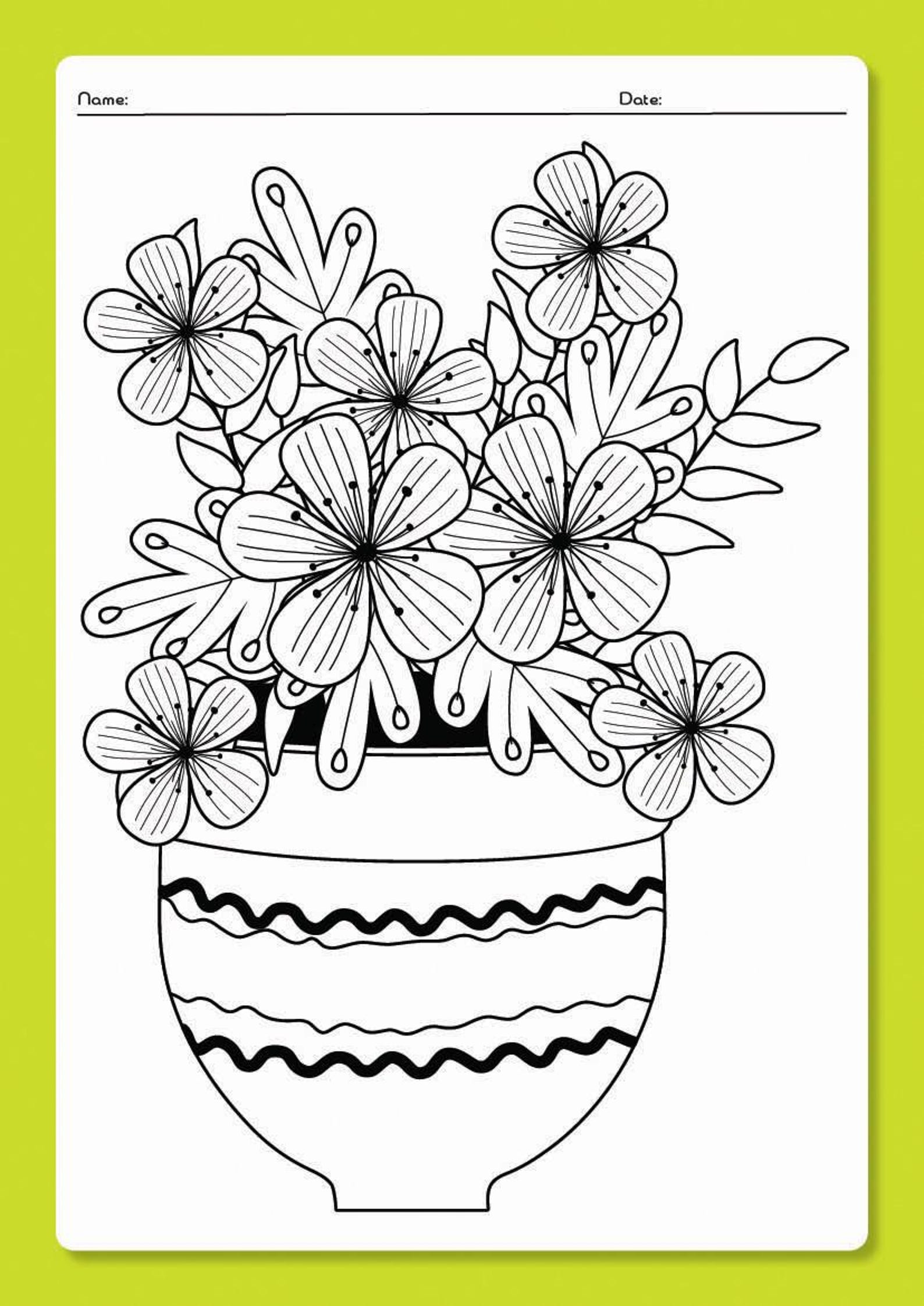 Printable Flowers Coloring Pages Worksheets for Kids, Preschoolers ...