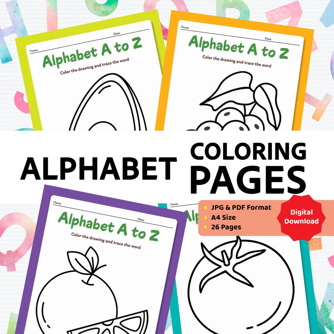 Printable Alphabet Coloring Pages Worksheets for Kids, Preschoolers ...