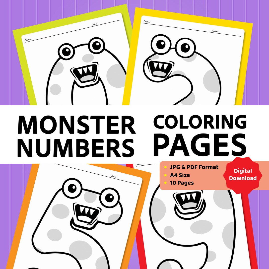 Printable Monster Numbers Coloring Pages Worksheets for Kids ...