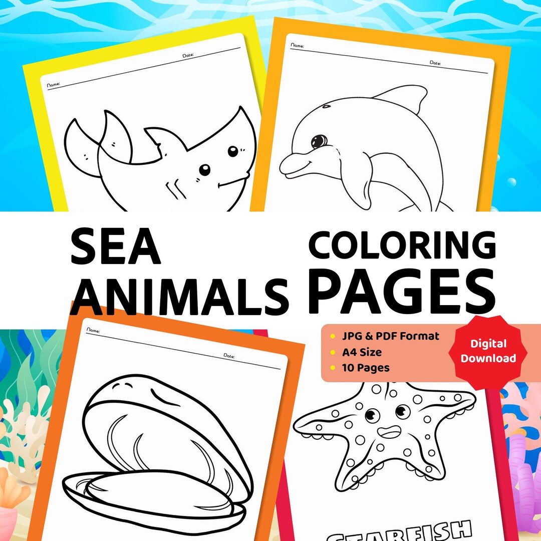 Printable Sea Animals Coloring Pages Worksheets for Kids, Preschoolers ...