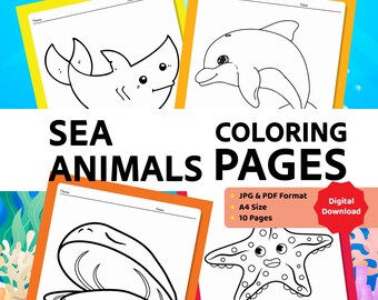 Sea Animals Coloring Worksheets - Etsy