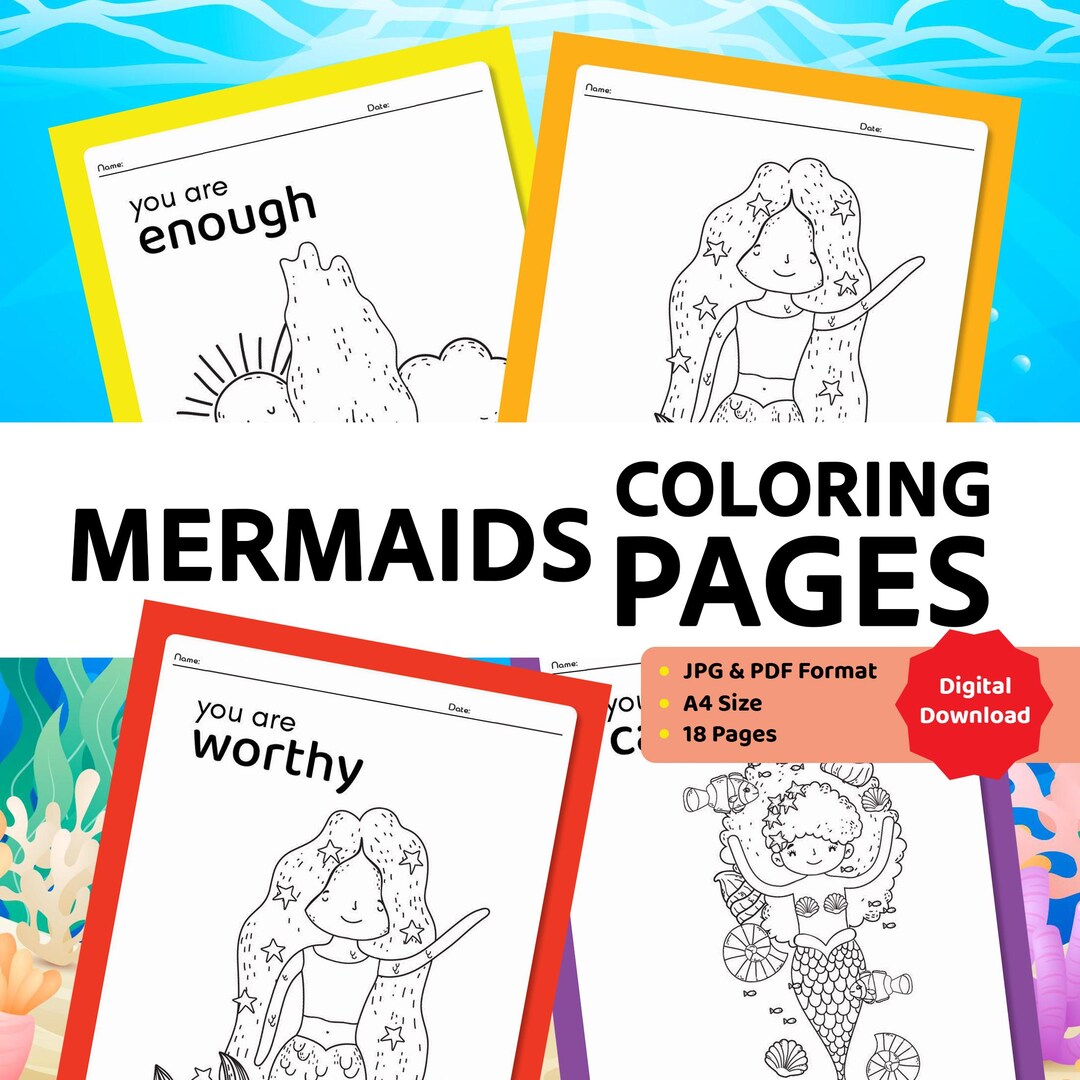 Printable Mermaids Coloring Pages Worksheets for Kids, Preschoolers ...