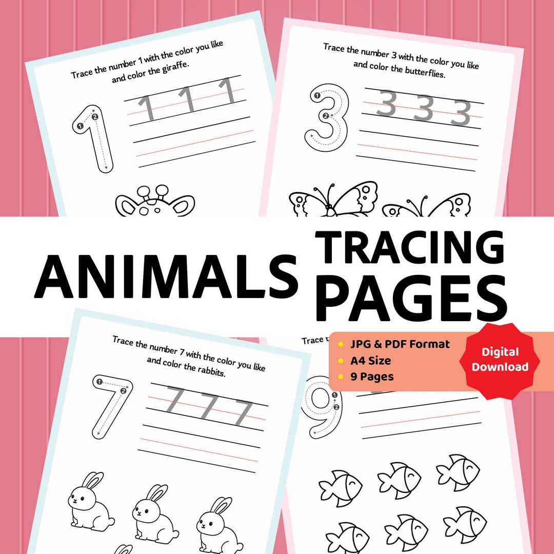 Printable Animals Tracing Pages Worksheets for Kids, Preschoolers ...