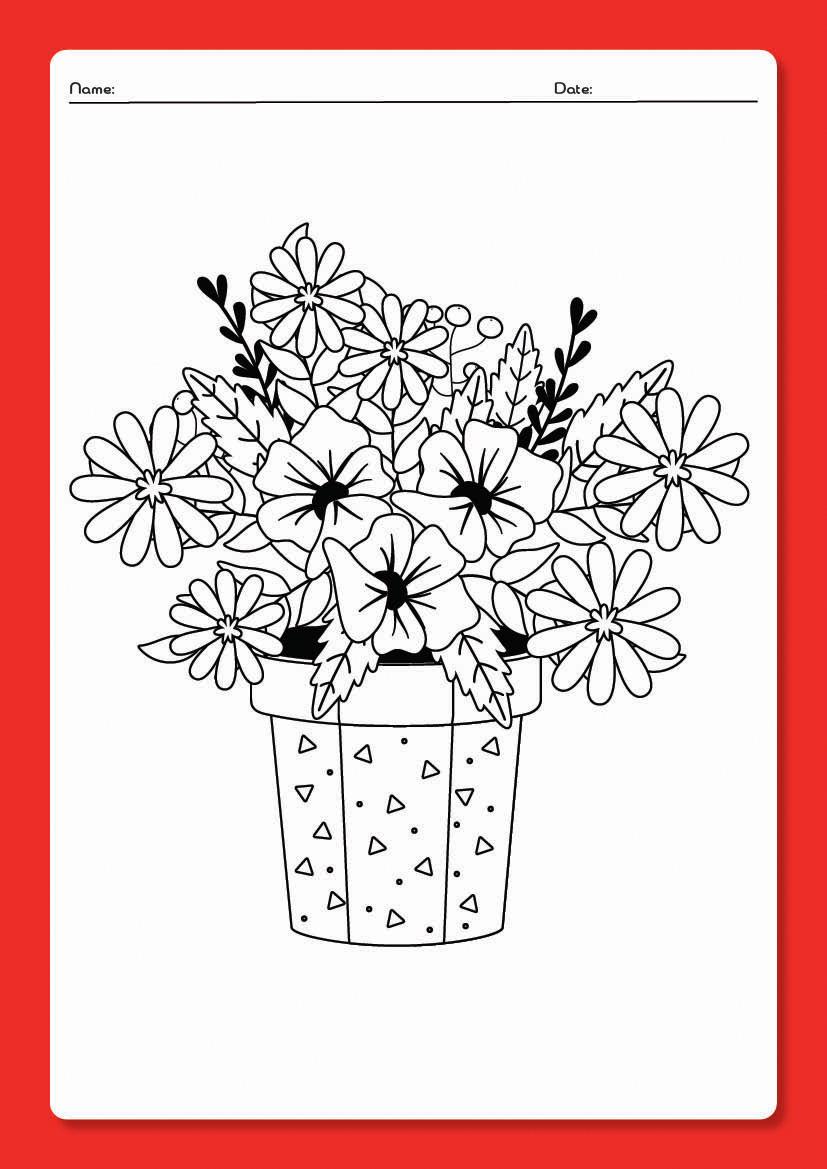 Printable Flowers Coloring Pages Worksheets for Kids, Preschoolers ...