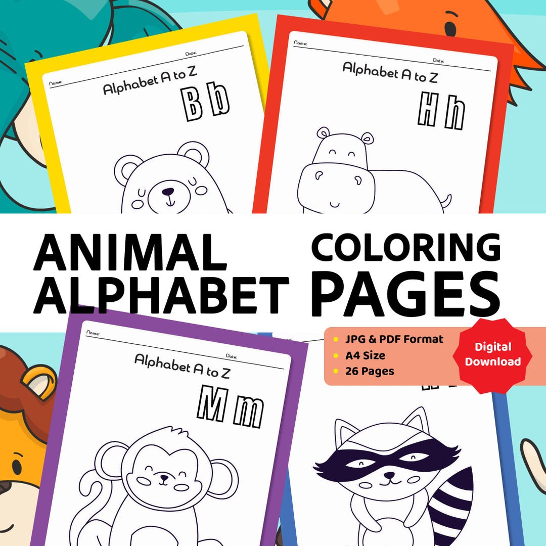 Printable Animal Alphabet Coloring Pages Worksheets for Kids ...