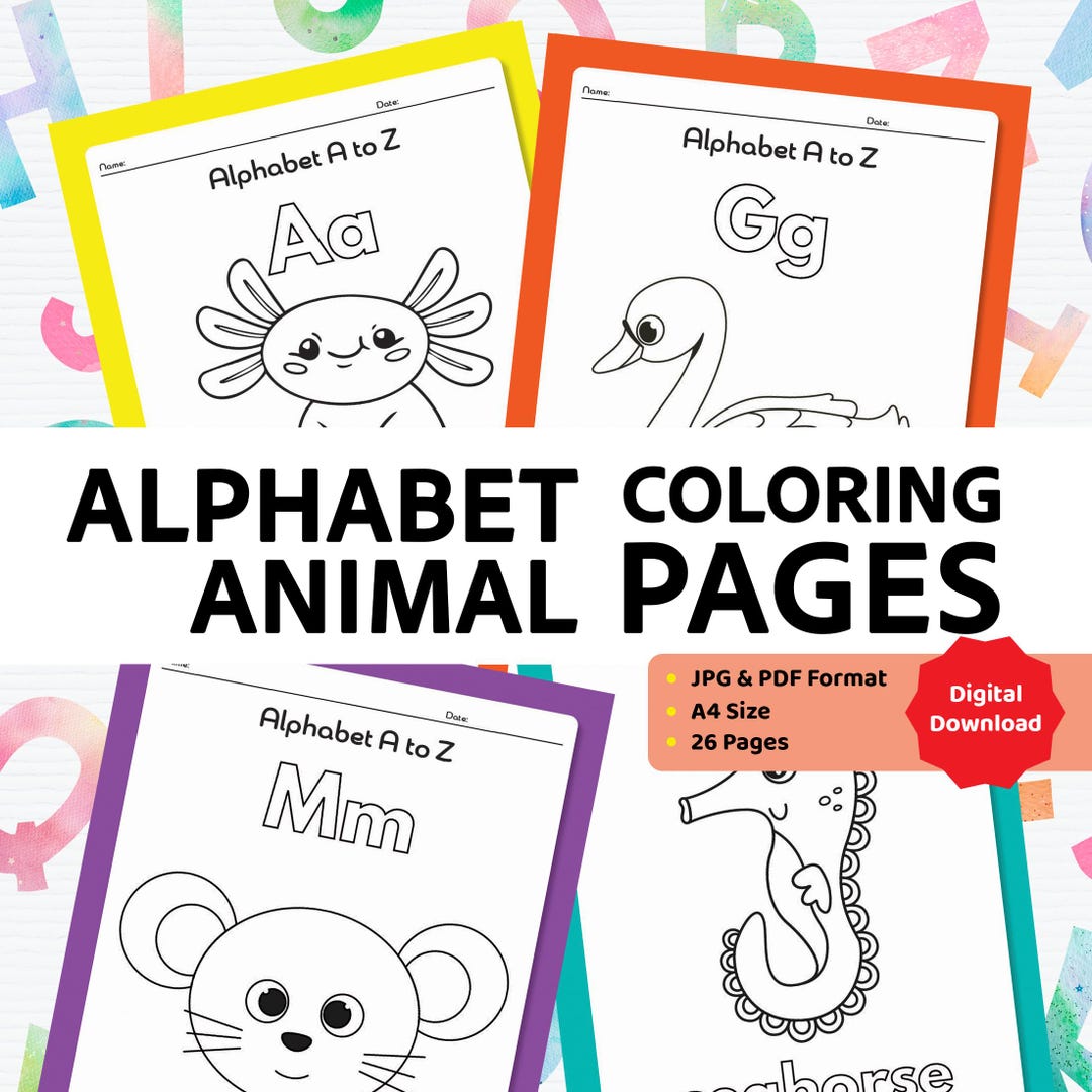 Printable Animal Alphabet Coloring Pages Worksheets for Kids ...