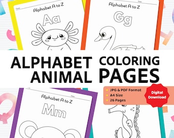26 Printable Animal Alphabet Coloring Pages Worksheets for Kids ...
