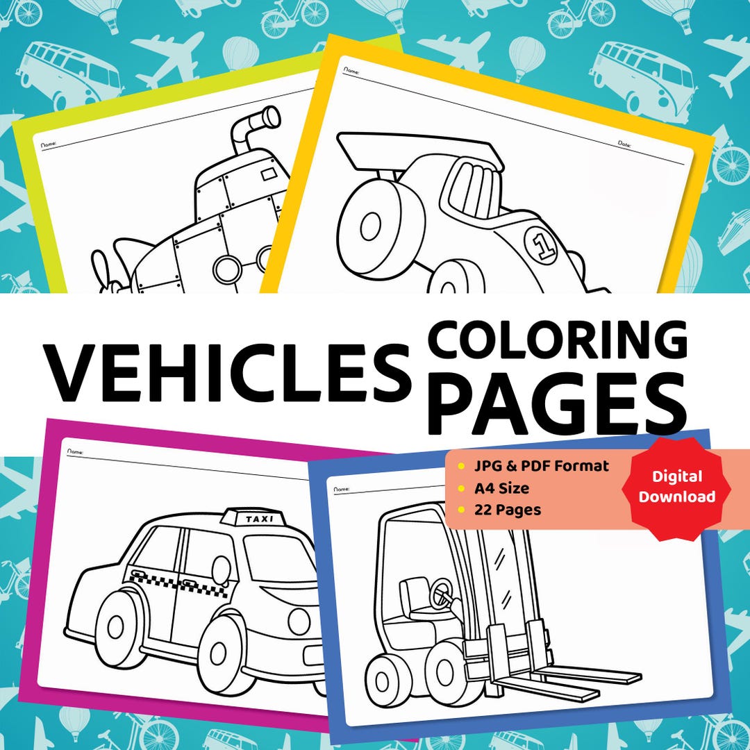 Printable Vehicles Coloring Pages Worksheets for Kids, Preschoolers ...