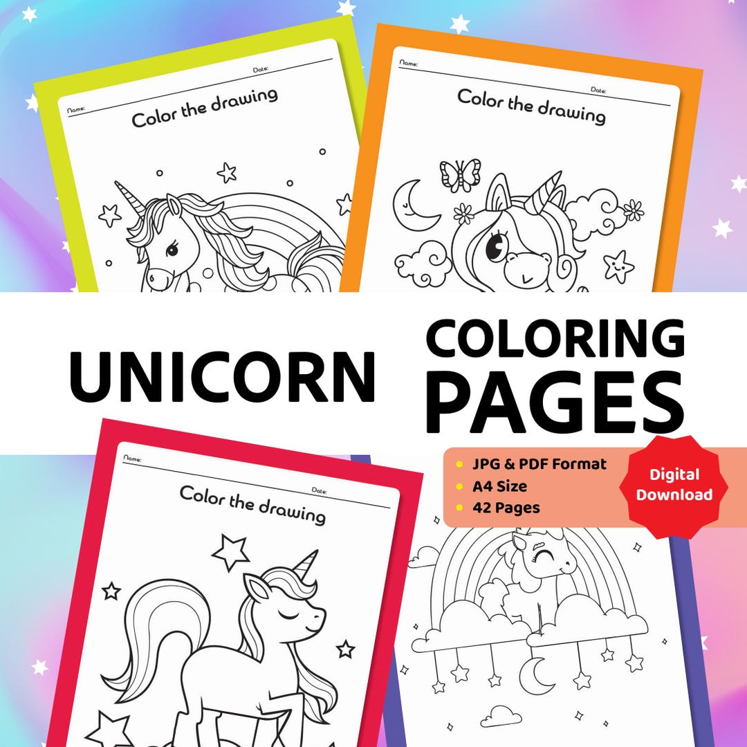 Printable Unicorn Coloring Pages Worksheets for Kids, Preschoolers ...