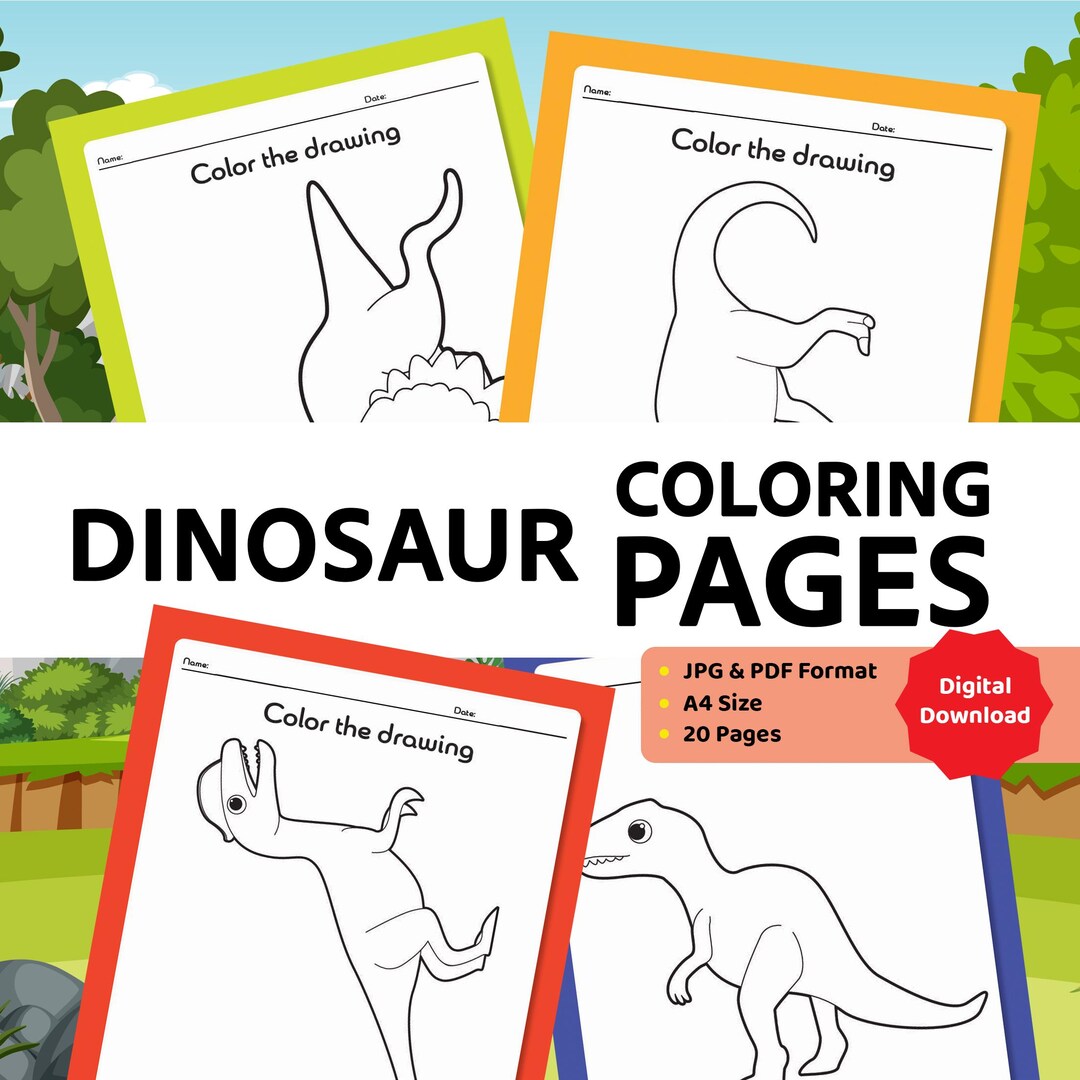 Dinosaur Coloring Pages: 20 Fun Preschool Worksheets (PDF & JPG ...