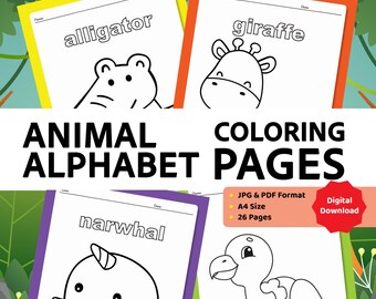 26 Printable Animal Alphabet Coloring Pages Worksheets for Kids ...
