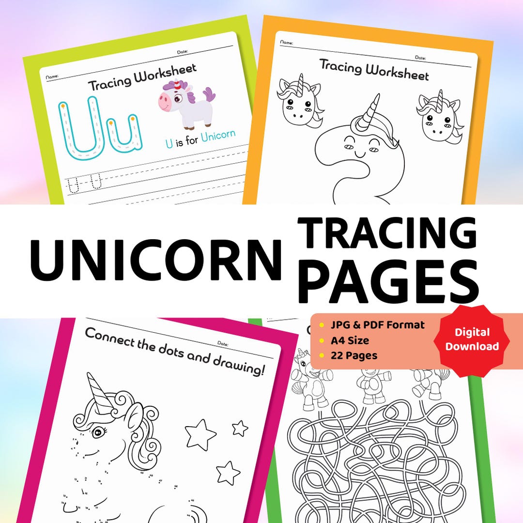 Unicorn Tracing Pages | Printable Magical PDF - Etsy