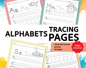 Printable Alphabet Tracing Pages Worksheets for Kids, Preschoolers ...