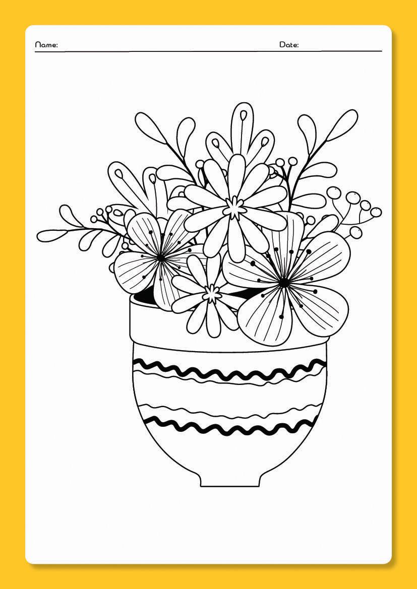 Printable Flowers Coloring Pages Worksheets for Kids, Preschoolers ...
