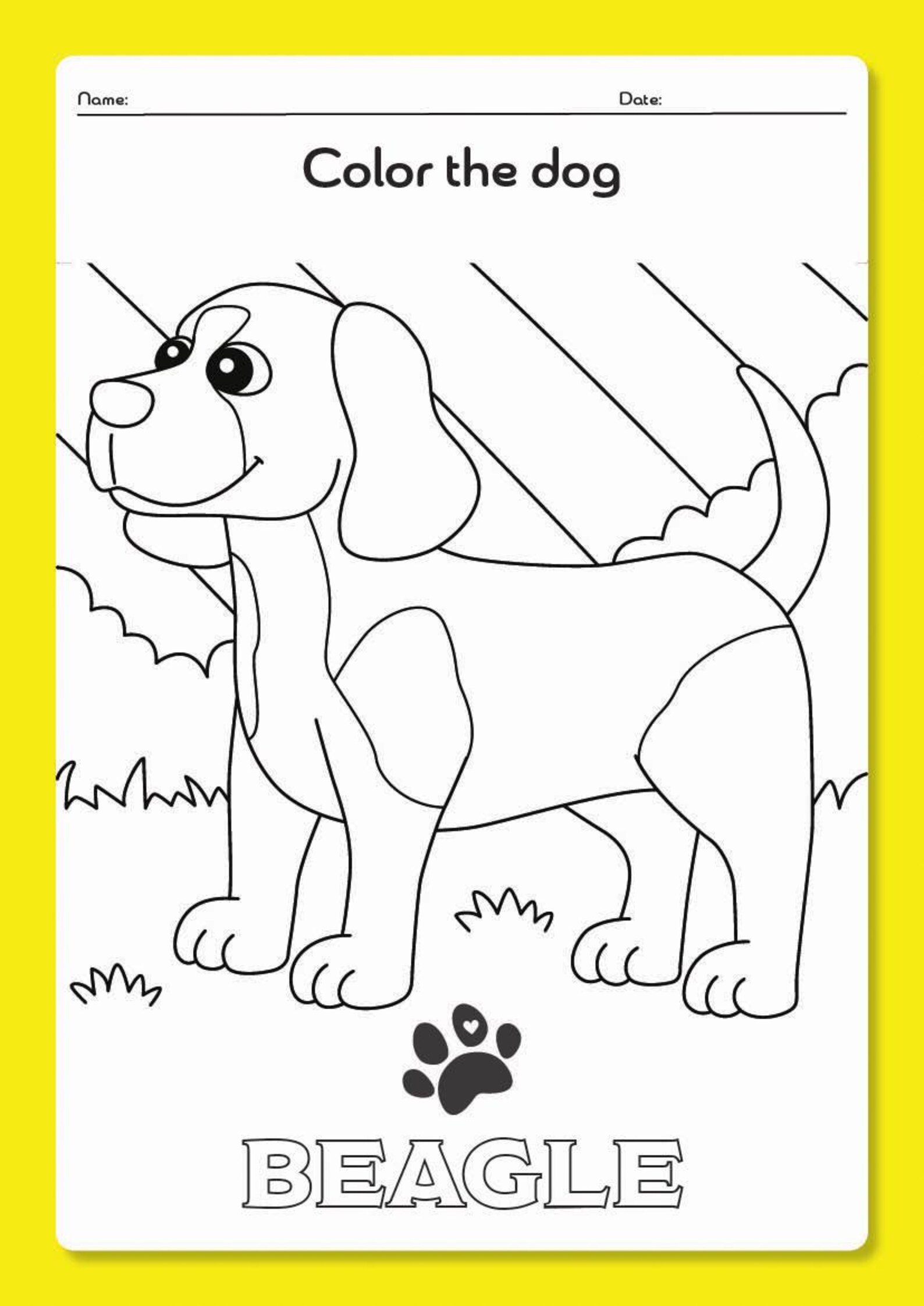 Dogs Coloring Pages: Preschool Kids Activity | Printable PDF - Etsy