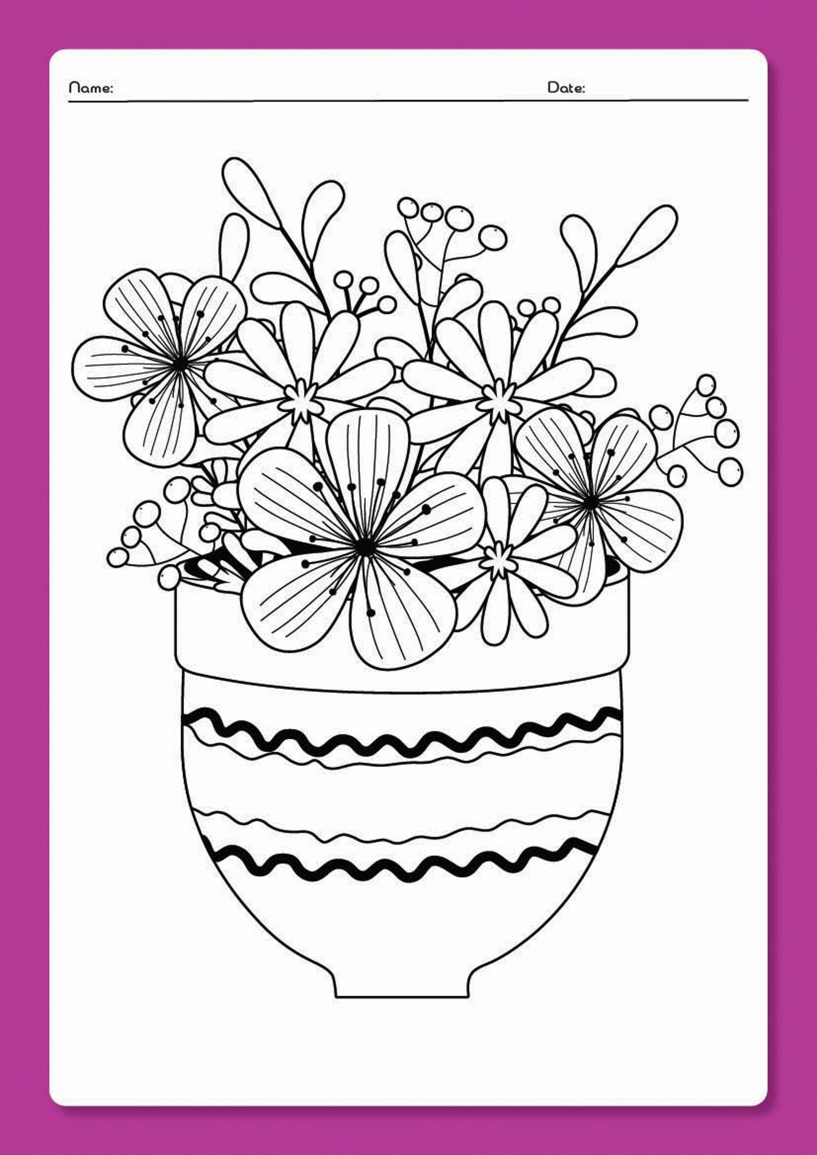 Printable Flowers Coloring Pages Worksheets for Kids, Preschoolers ...