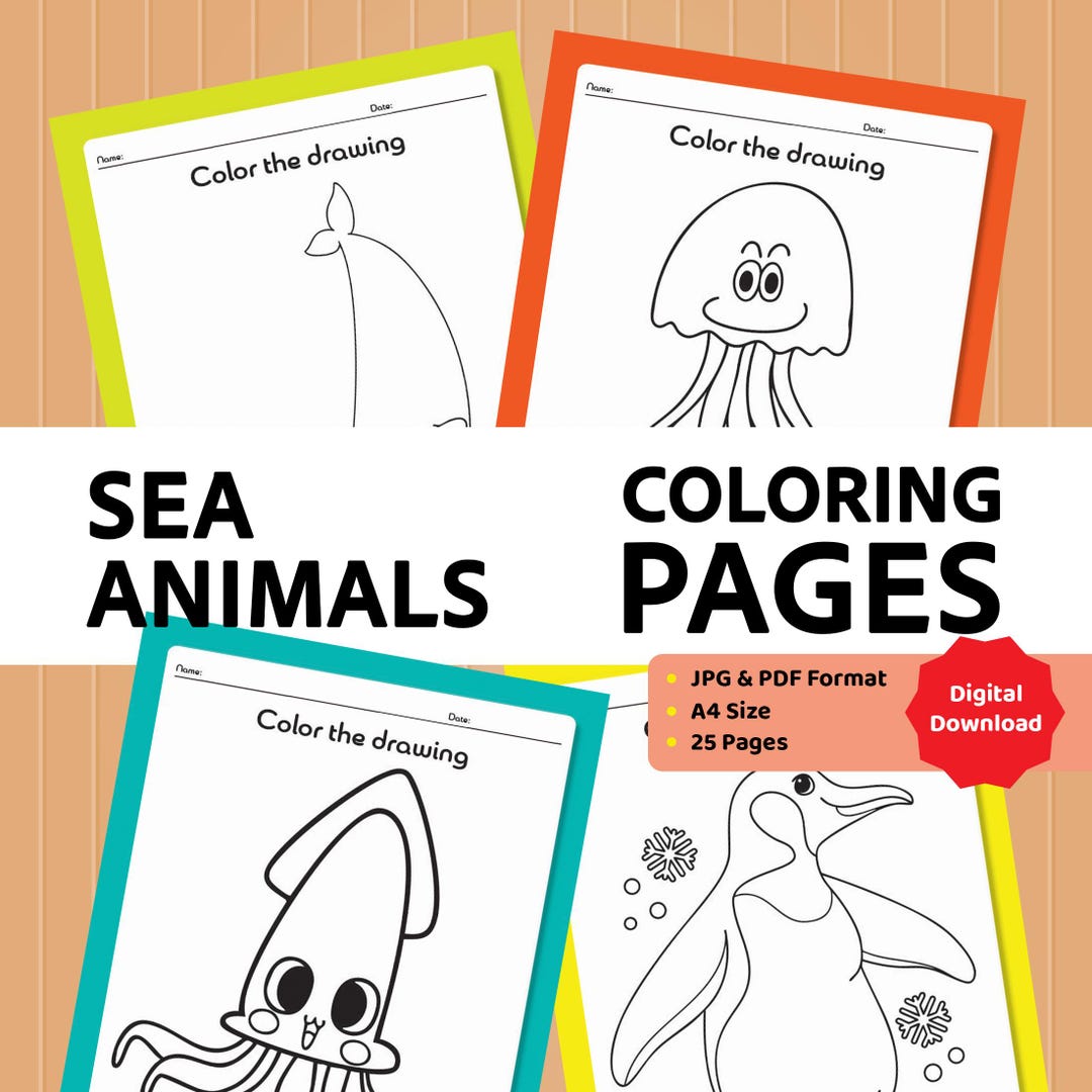Printable Sea Animals Coloring Pages Worksheets for Kids, Preschoolers ...