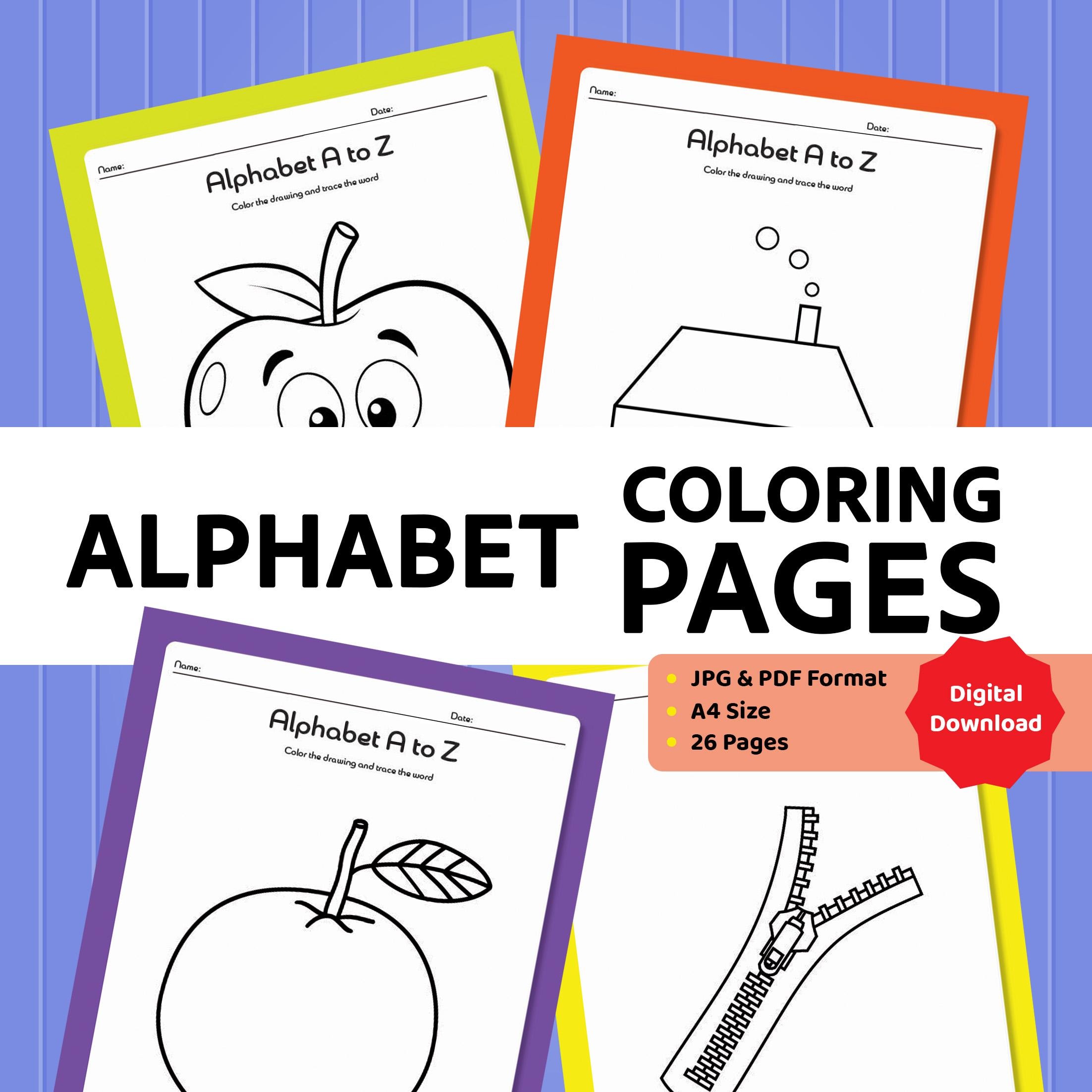 Alphabet Coloring Pages A–Z | Preschool PDF Download - Etsy