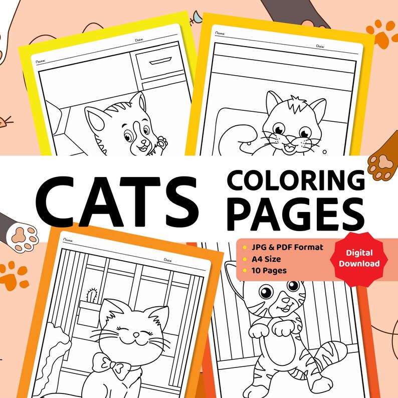 Printable Cats Coloring Pages Worksheets for Kids, Preschoolers, Cats ...