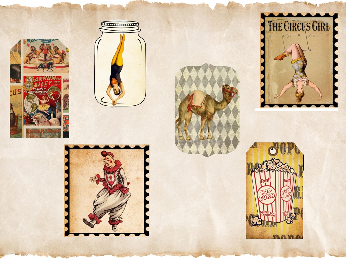 Vintage Circus Stickers, Circus Sticker Pack, Retro Circus, Circus ...