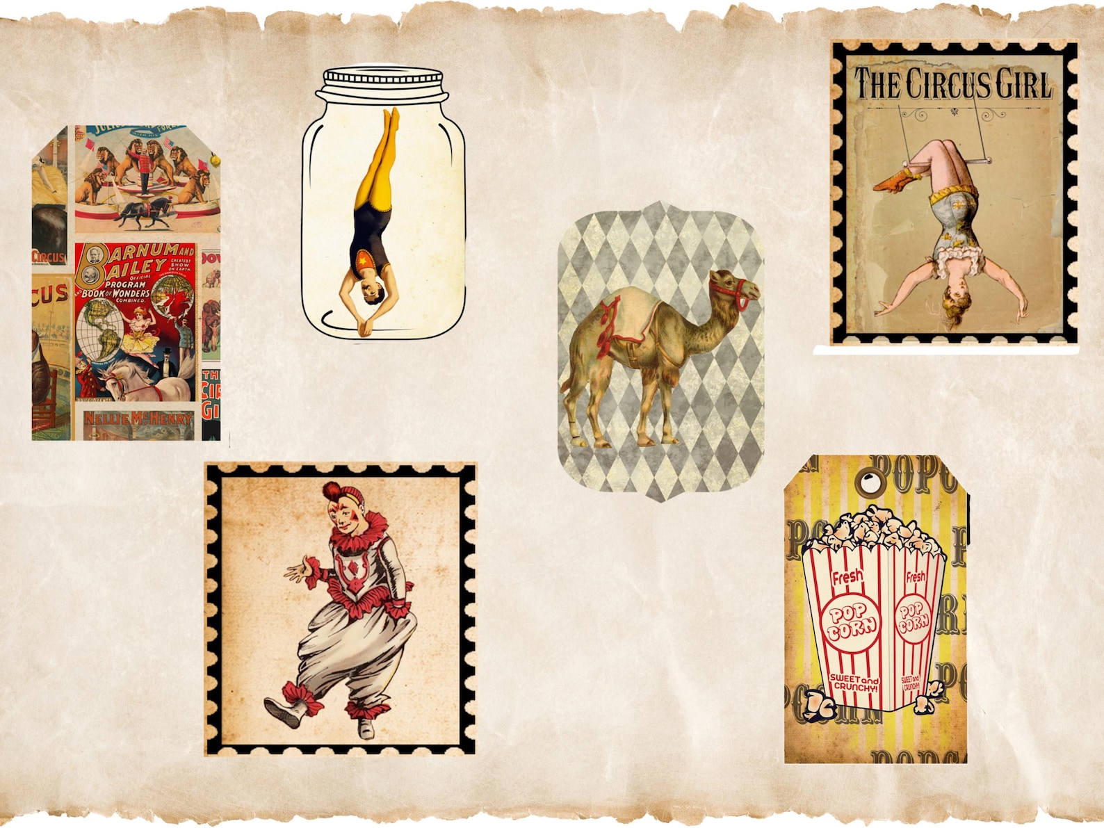 Vintage Circus Stickers, Circus Sticker Pack, Retro Circus, Circus ...