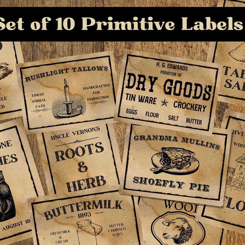 Primitive Label - Etsy