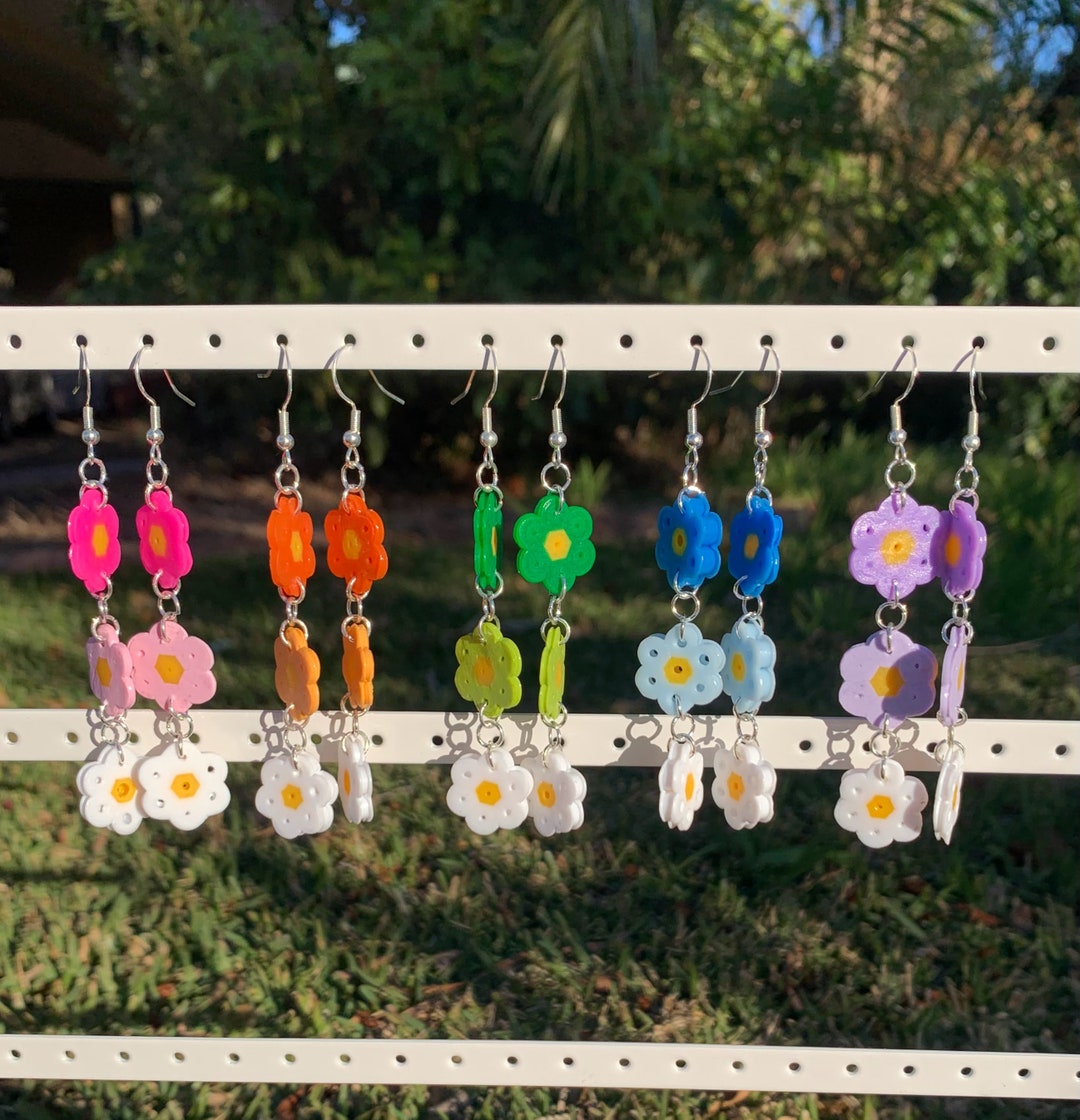 Customisable Three Flower Lightweight Sterling Silver Perler Bead ...