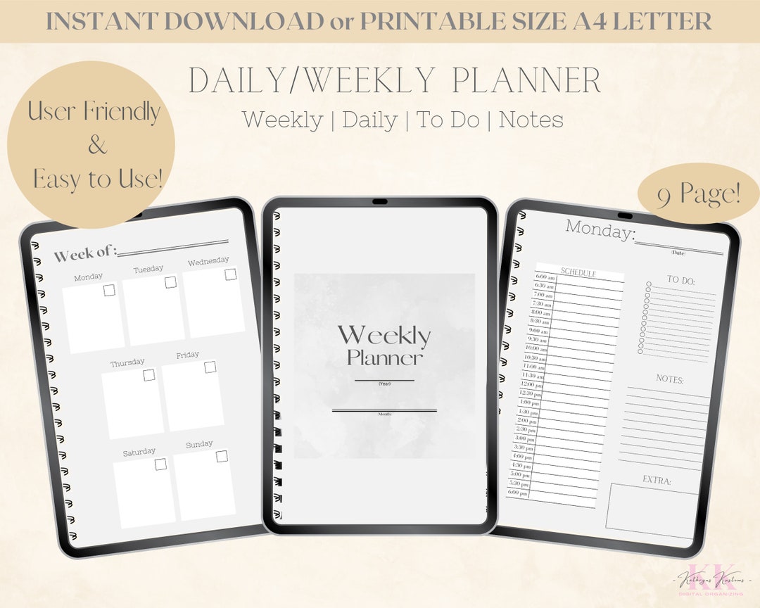 Ultimate Weekly/daily Planner, Instant Download, PDF, Printable Size A4 ...