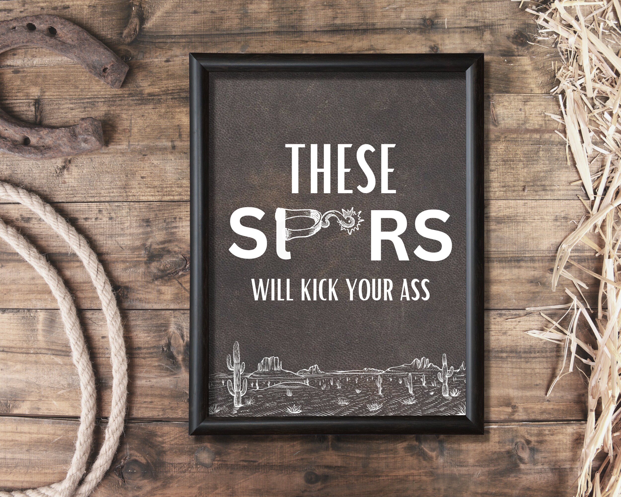 Printable Western Set of 4 Prints, Wall Art, Highland Cow, Spurs, Wild ...