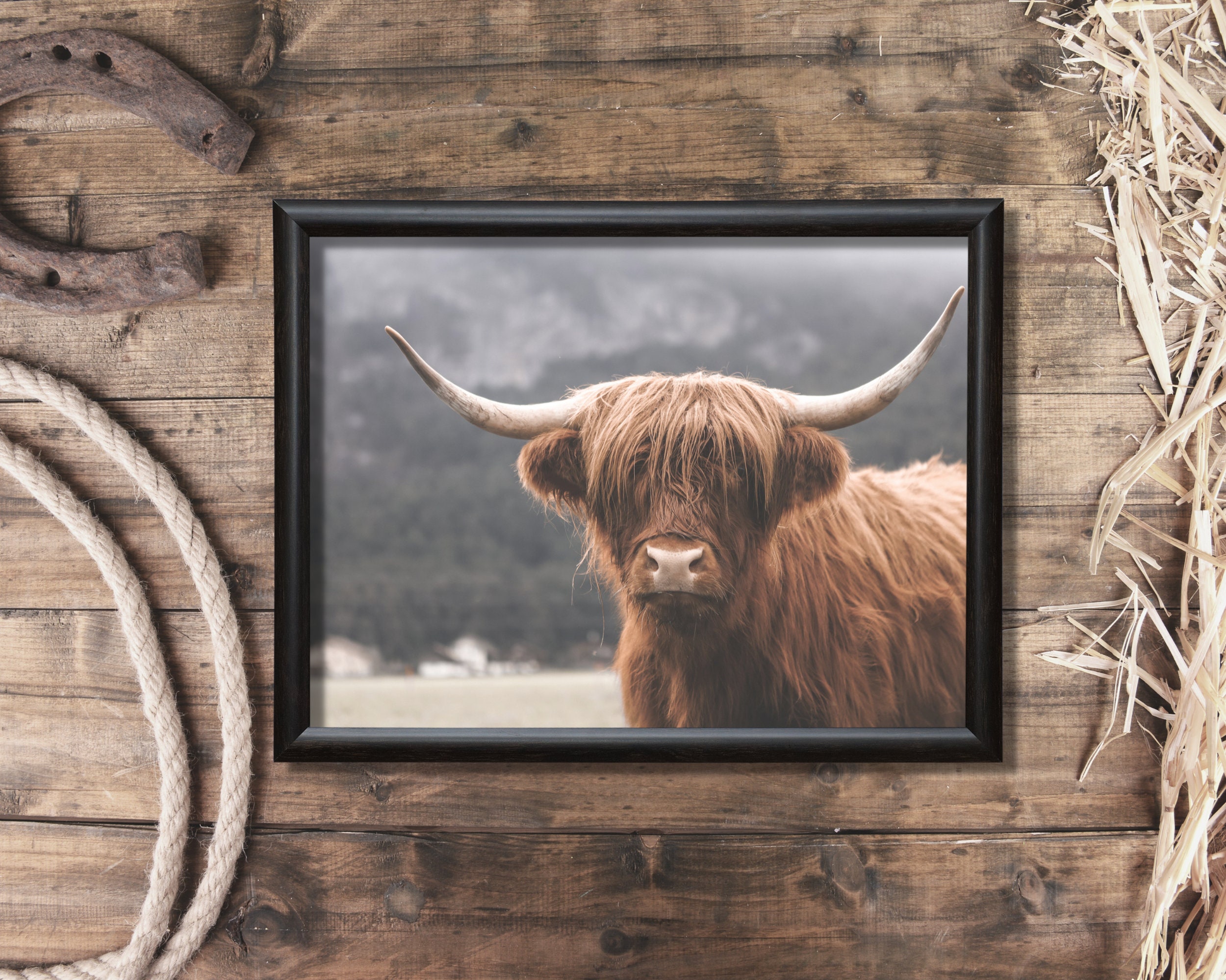 Printable Western Set of 4 Prints, Wall Art, Highland Cow, Spurs, Wild ...