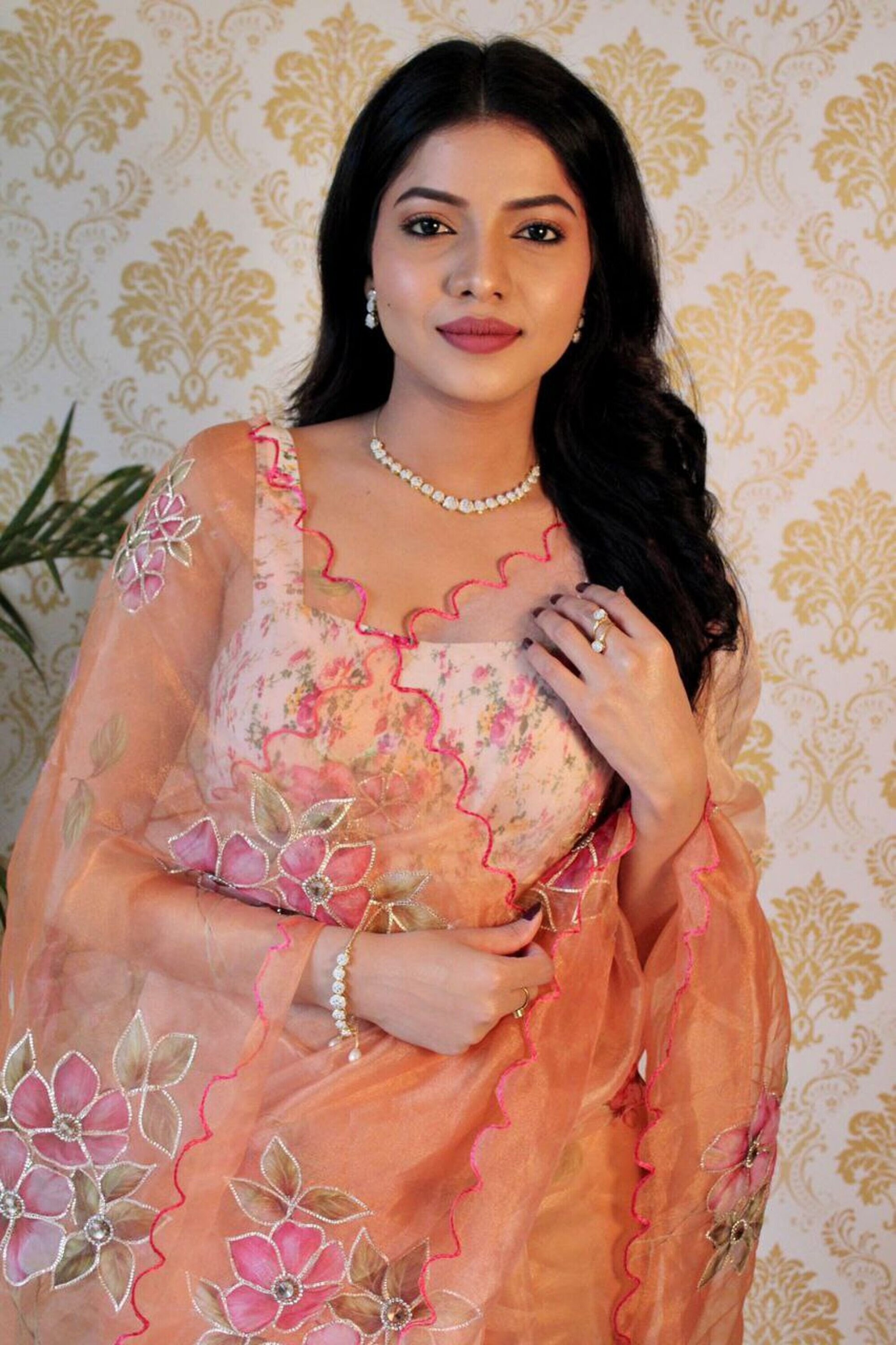 Soft Pure Organza Saree With Man Made Hand Workwedding ...