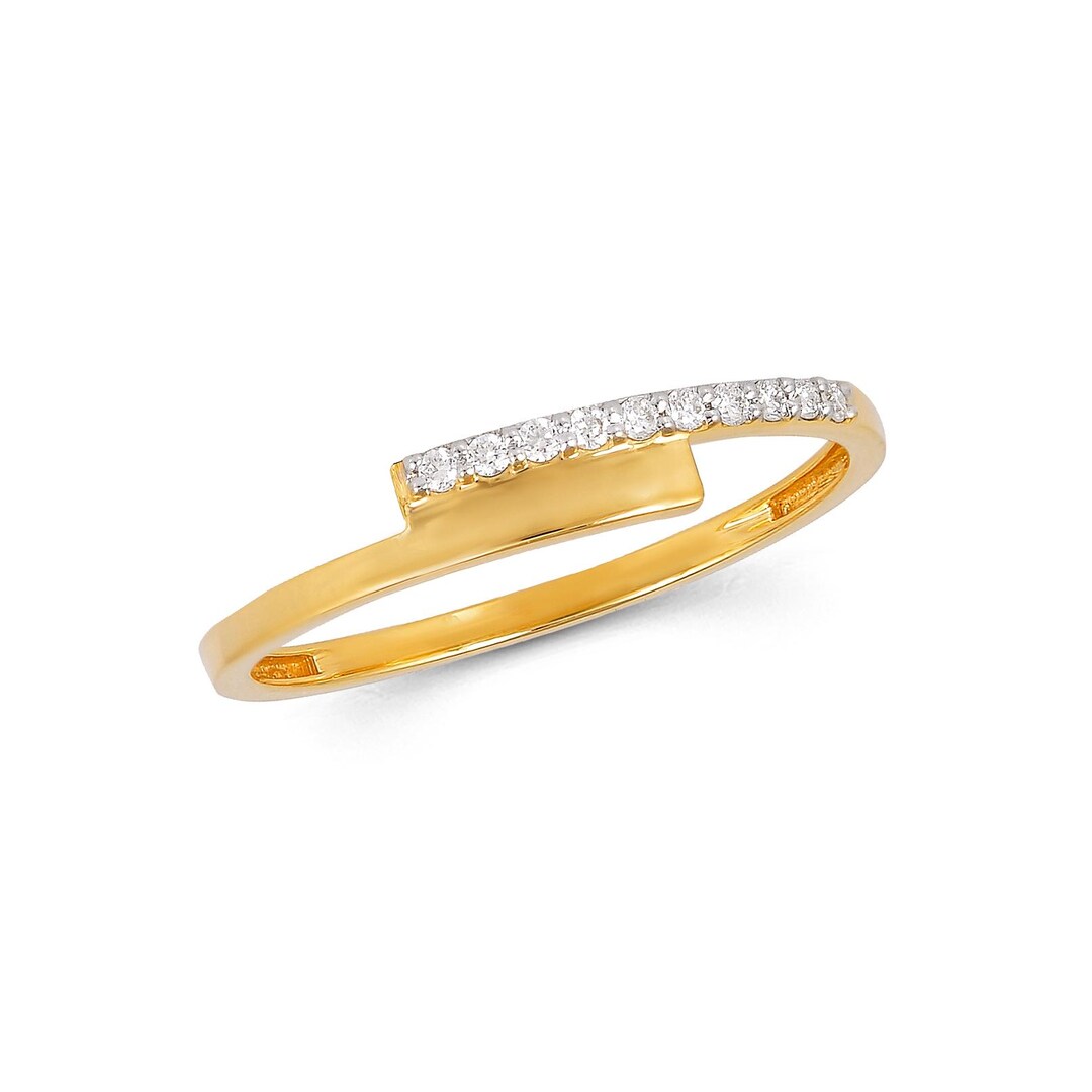 Dainty 14K Gold Diamond Stacking Ring: Minimalist Band - Etsy