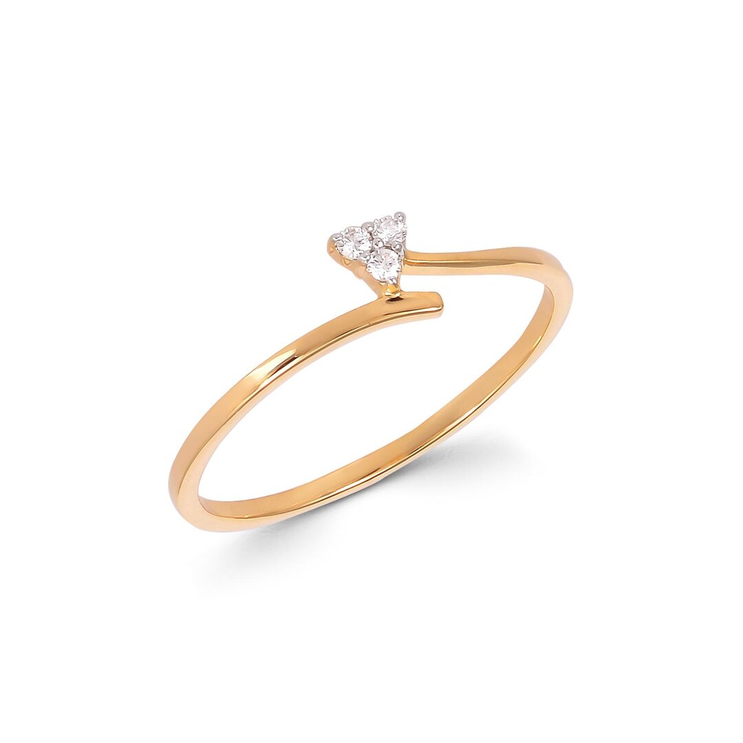 14K Gold Triangle Diamond Ring: Minimalist Geometric Promise Ring - Etsy