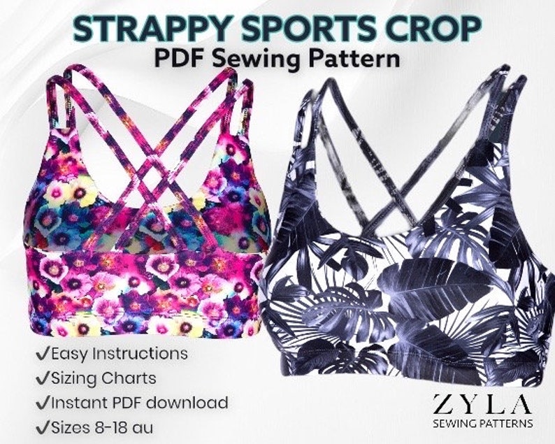 EASY SEW Strappy Activewear Crop Top Instant Download PDF Sewing ...
