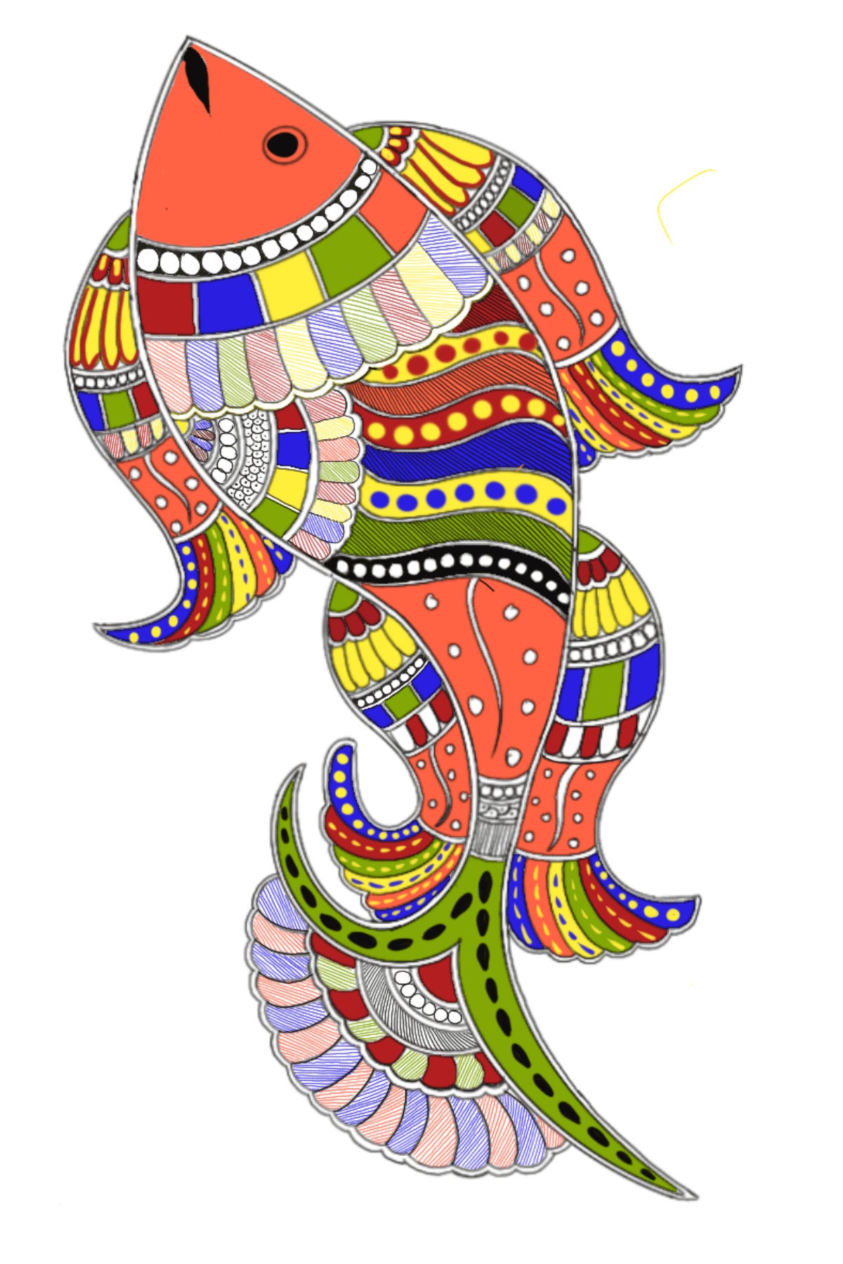 Printable Mithila / Madhubani Fish Motif / Indian Folk Art - Etsy