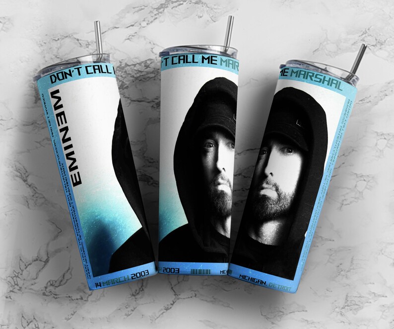 Eminem Rapper Skinny Tumbler 20 Oz Sublimation Design PNG Songwriter ...